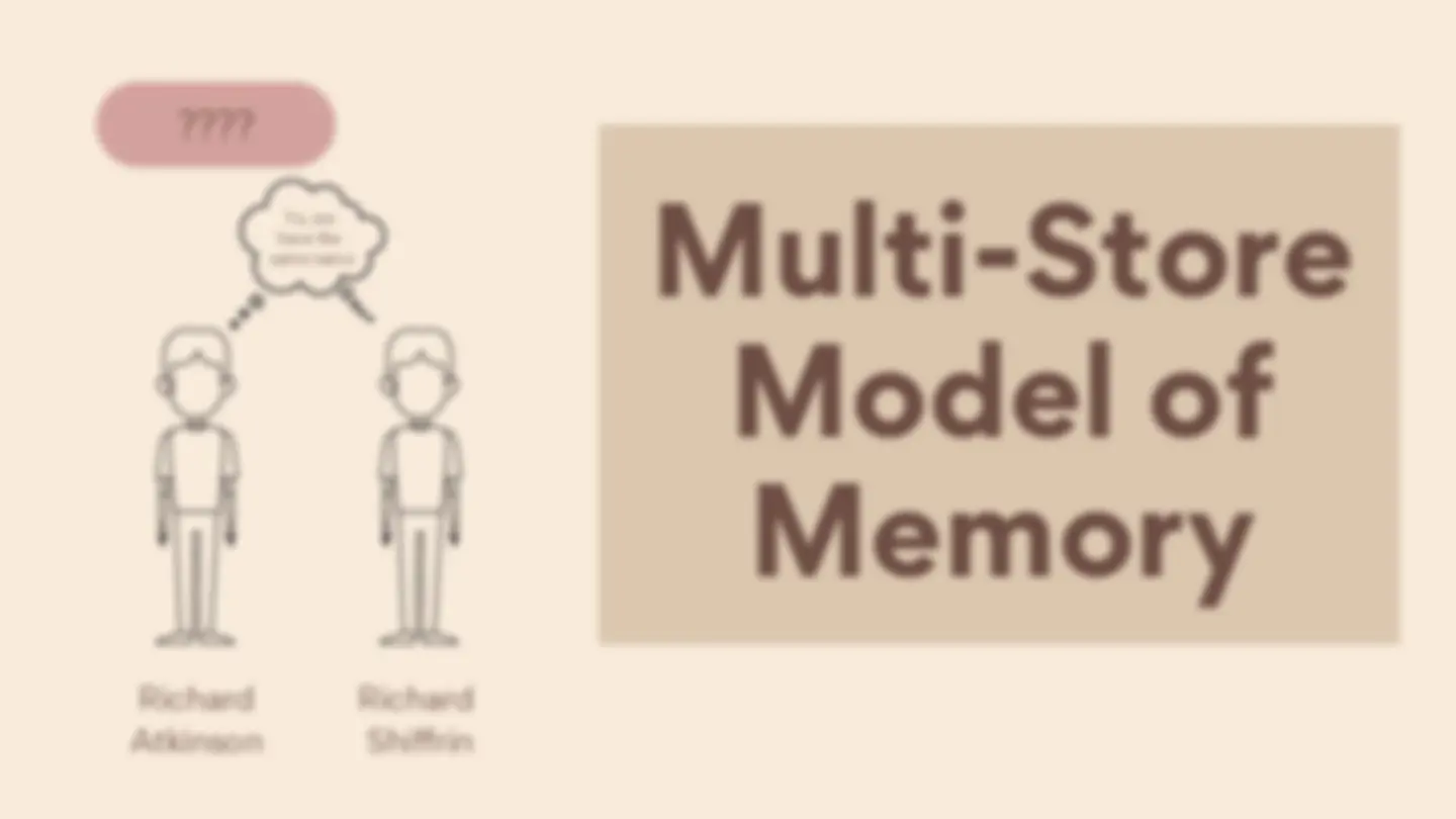 Multi-Store Model of Memory: An Overview | Lecture notes English | Docsity