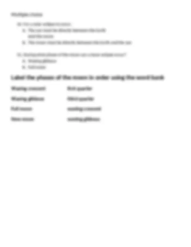 Moon Unit Test including Phases | Exams Astronomy | Docsity