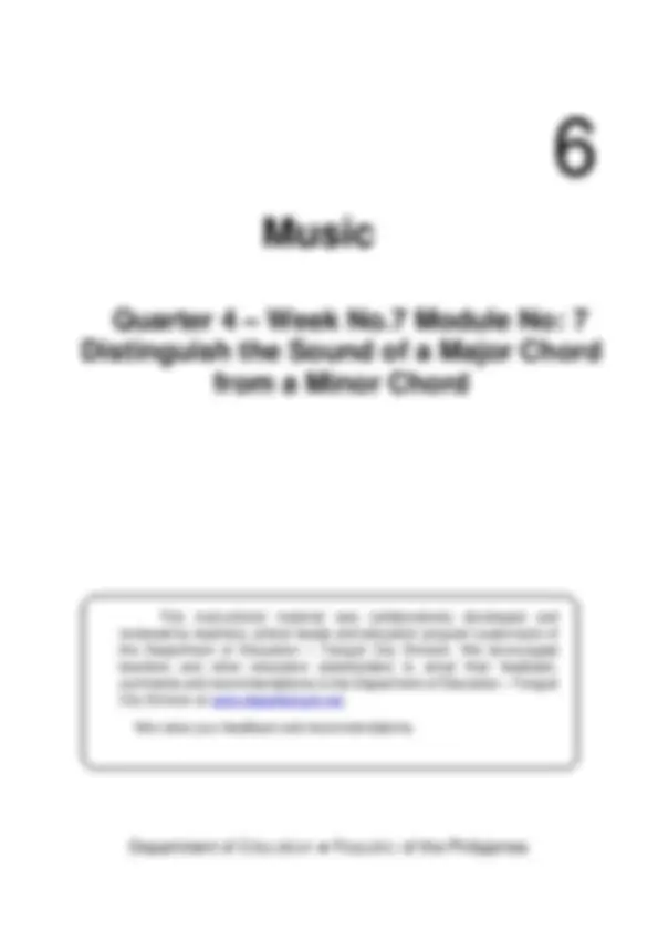 GRADE 6 MODULE (MUSIC) | Quizzes Music | Docsity