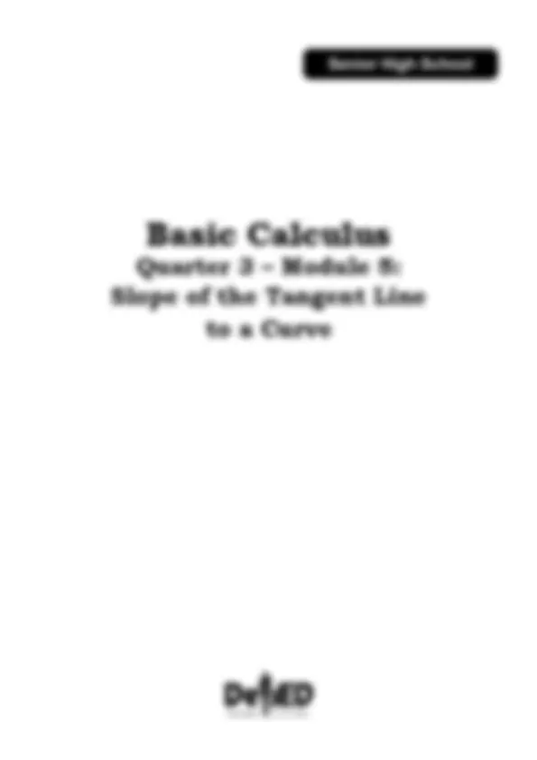 BASIC CALCULUS QUARTER 3 MODULE 5 SLOPE OF THE TANGENT LINE TO THE ...