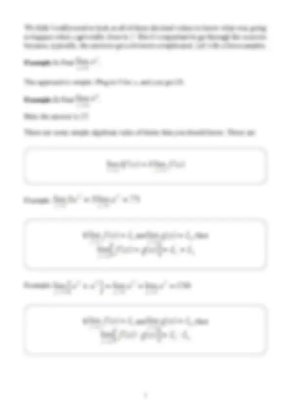 Calculus-WHAT IS A LIMIT? - Questions and answers | Quizzes Calculus | Docsity