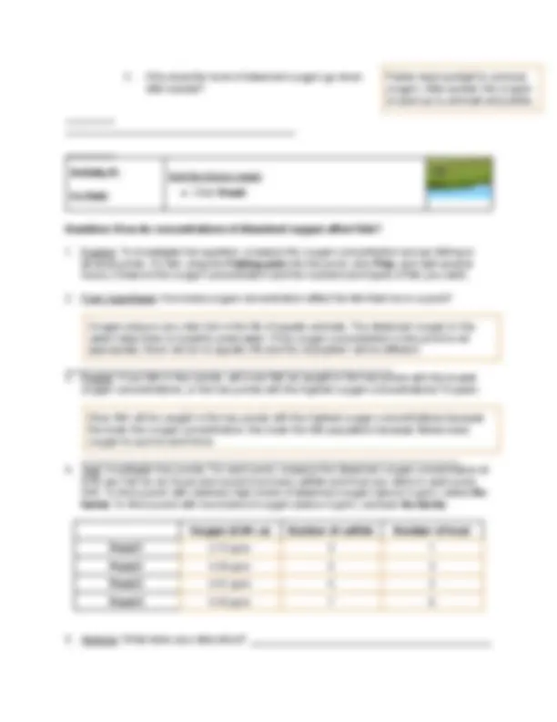 Pond Ecosystem Gizmo | Cheat Sheet Earth science | Docsity