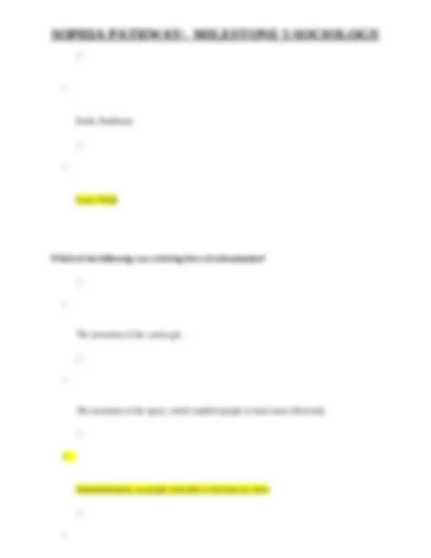 SOPHIA PATHWAY: MILESTONE 5 SOCIOLOGY | Exams Nursing | Docsity