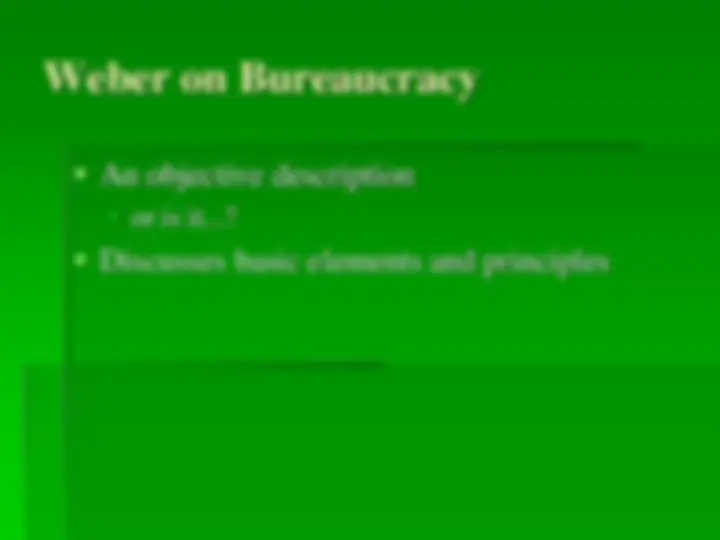 Max Weber Bureaucratic Theory lecture slides | Slides Business Management and Analysis | Docsity