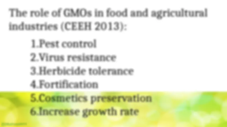 GMO-genetic modified organism | Slides Environmental science | Docsity