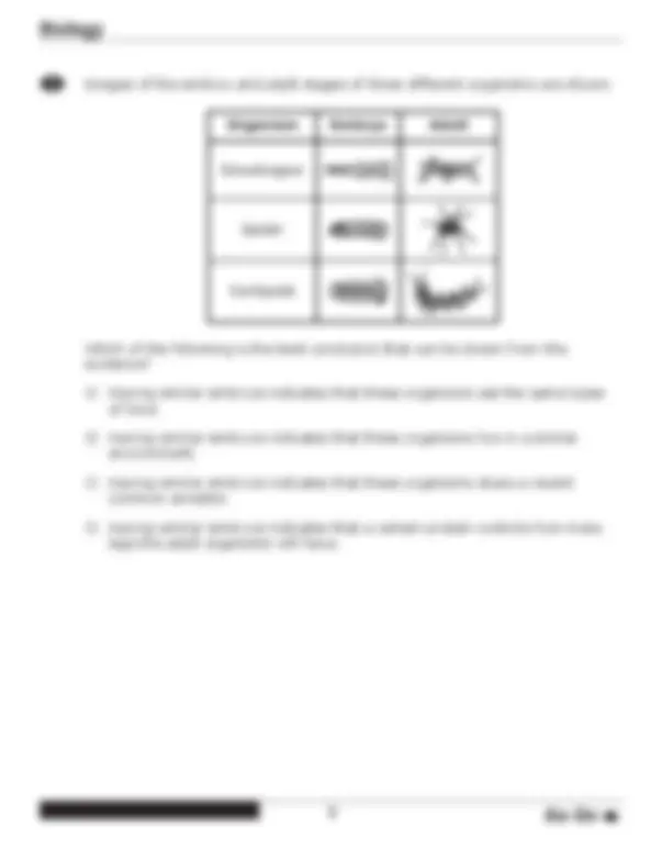 MCAS Practice Test Biology High School | Lecture notes Biology | Docsity