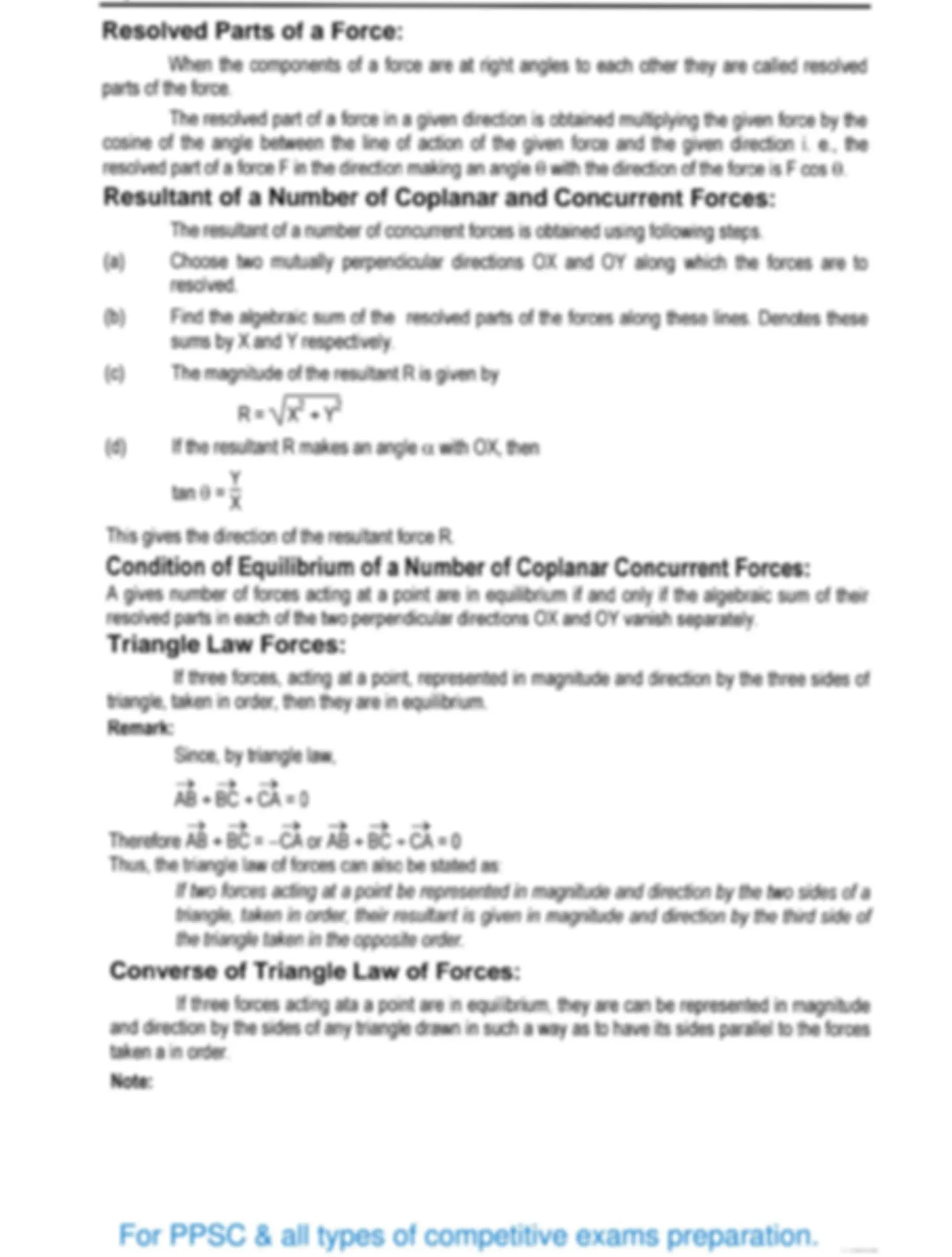 Mechanics (Mathematics) MCQs with answer keys For PPSC & all types of competitive exams pr ...