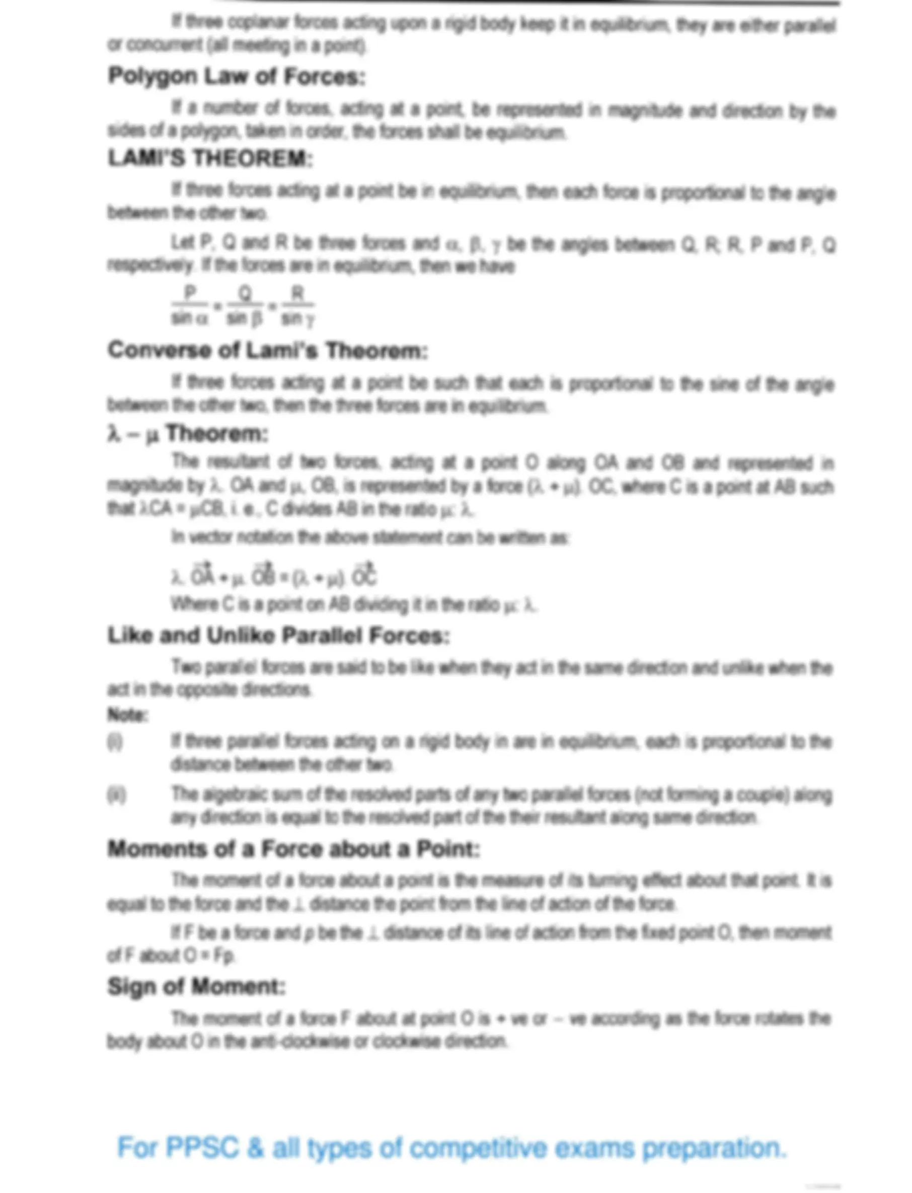 Mechanics (Mathematics) MCQs with answer keys For PPSC & all types of competitive exams pr ...