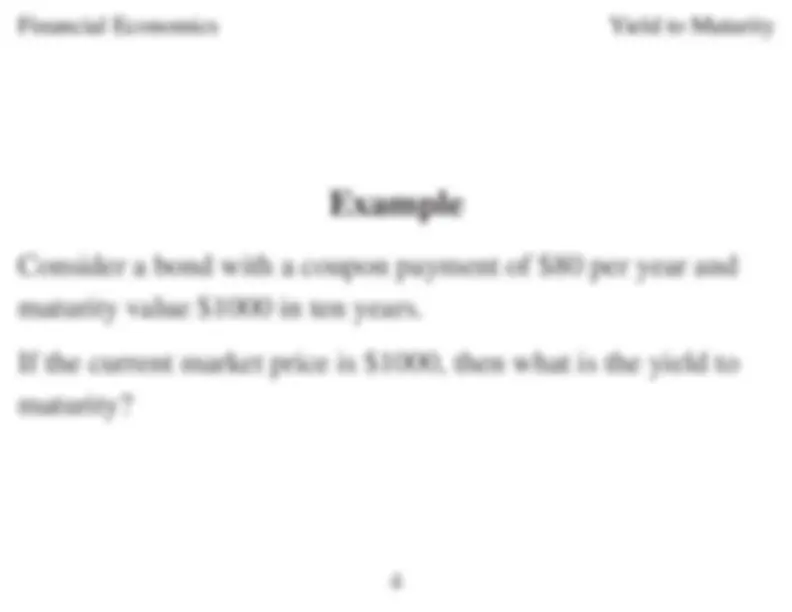Yield to Maturity | Study notes Financial Economics | Docsity