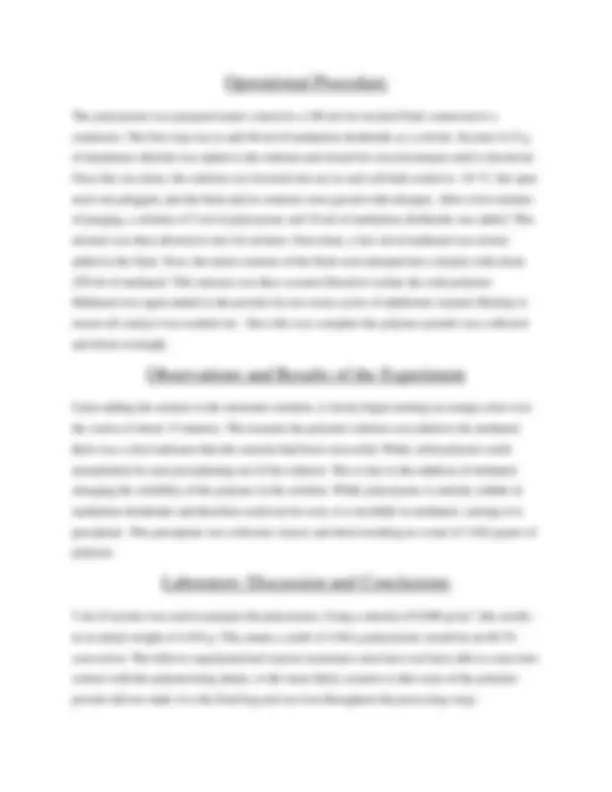 Cationic Polymerization of Styrene: Synthesis of Polystyrene in Lab 4 ...