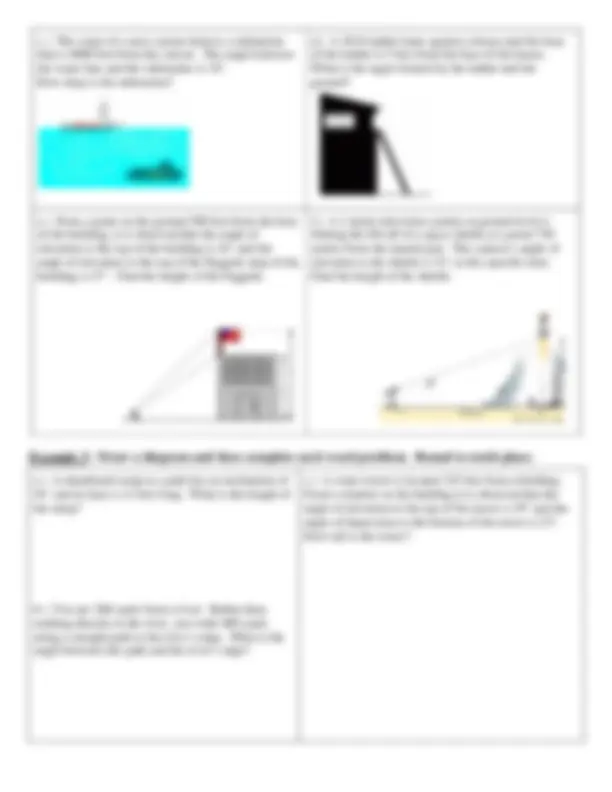 Angle of Elevation and Depression notes | Lecture notes Trigonometry ...