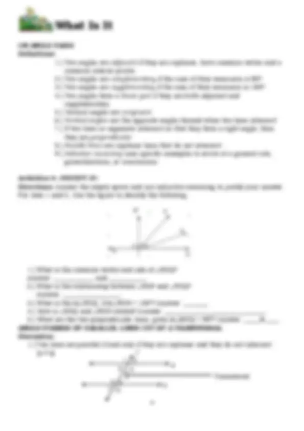 Mathematics Angle Measurement | Exercises Mathematics | Docsity
