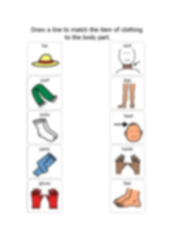 Clothing and Body Part Matching Activity for Children | Study notes ...