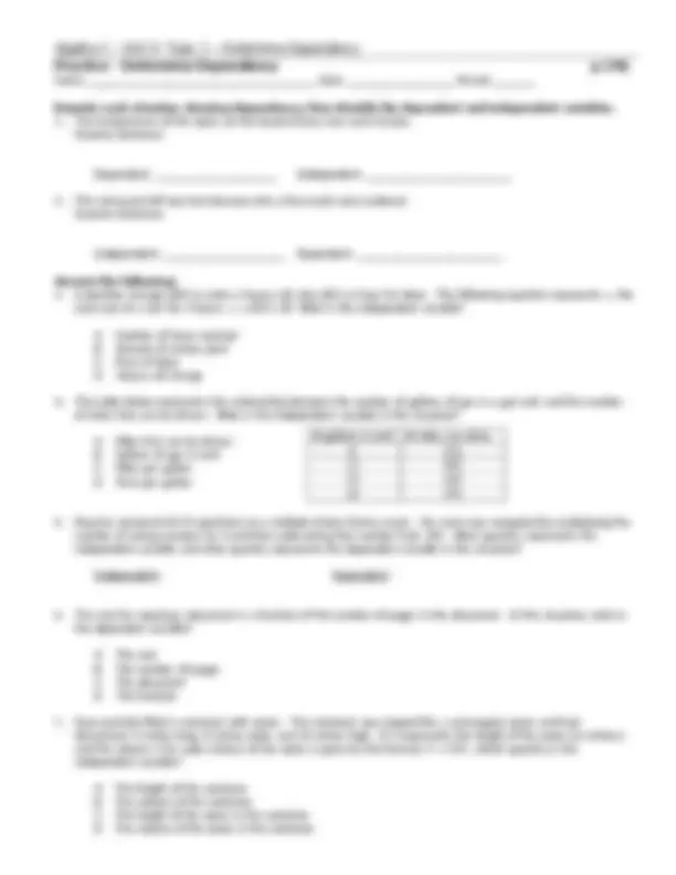 Identifying Independent and Dependent Variables in Different Situations ...