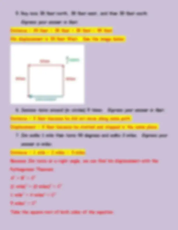 Distance and Displacement Practice—Solutions | Slides Physics | Docsity