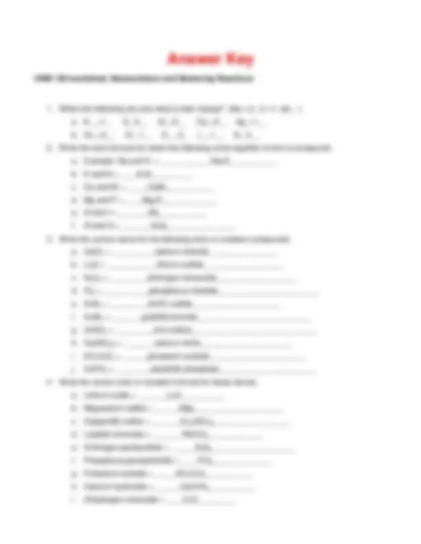 CHM 130 worksheet, (Nomenclature and balancing reactio | Slides ...