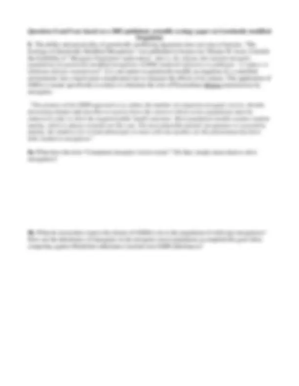 Bacterial Transformation Post lab Questions: | Exercises Medicine | Docsity