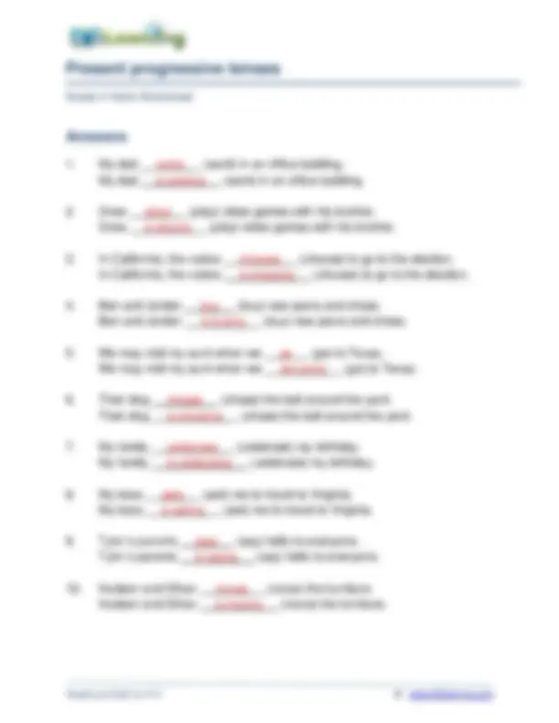 Present progressive tense worksheet | Schemes and Mind Maps Grammar and ...