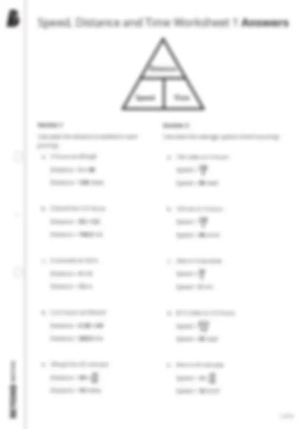 Speed, Distance and Time Worksheet 1 | Schemes and Mind Maps Physics ...