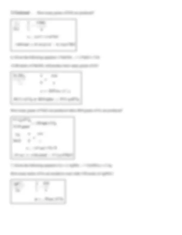 Stoichiometry Worksheet 2 Answer Key | Study notes Stoichiometry | Docsity