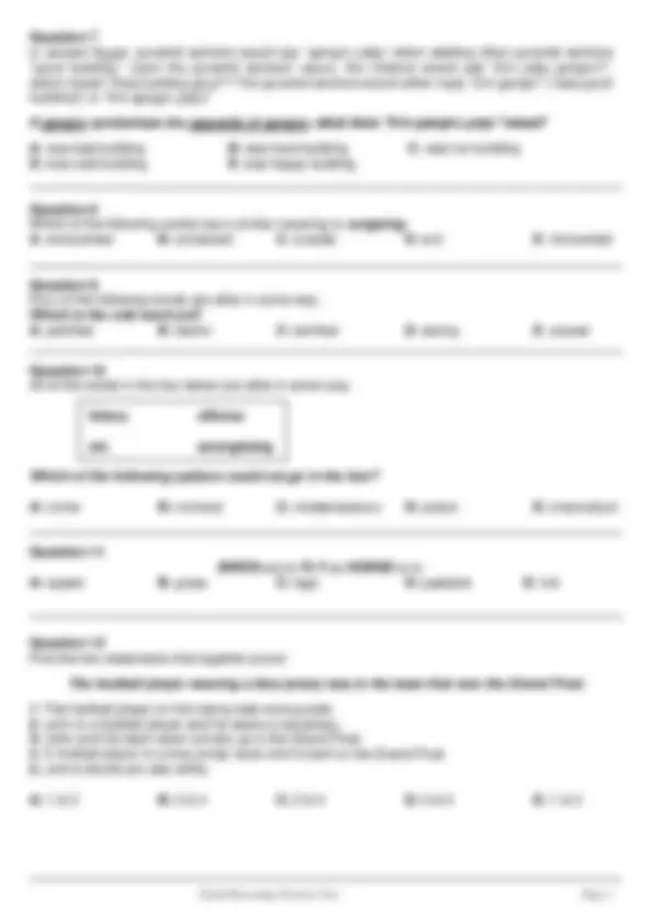 VERBAL REASONING PRACTICE TEST | Study notes Reasoning | Docsity