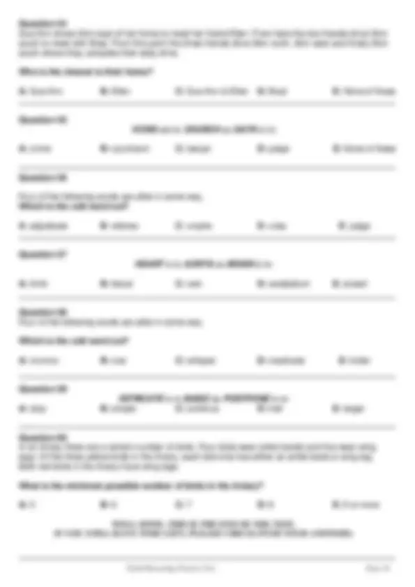 VERBAL REASONING PRACTICE TEST | Study notes Reasoning | Docsity