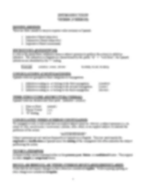 Spanish Verbs and Essential Grammar Review | Exams Spanish | Docsity