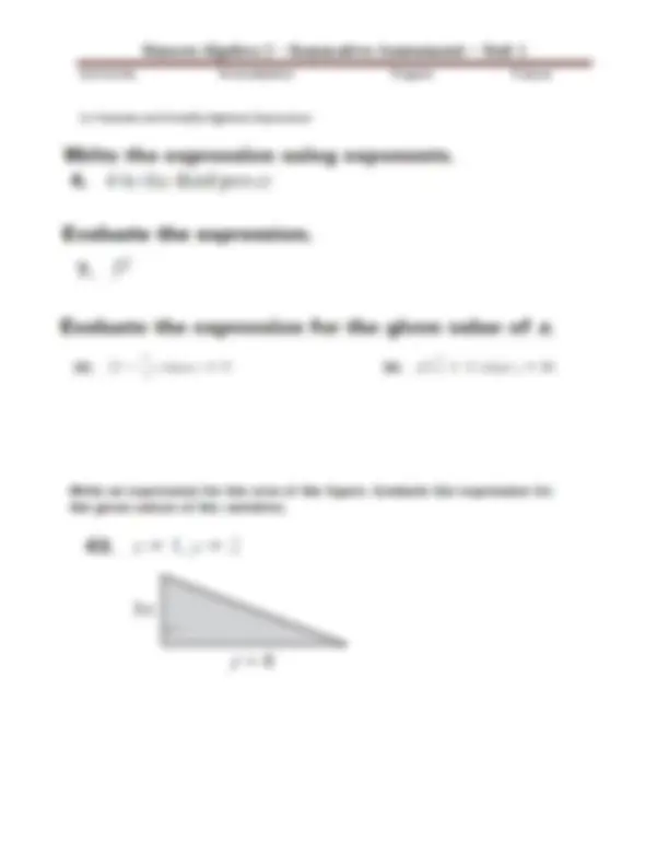 Honors Algebra 2 – Summative Assessment – Unit 1 | Lecture notes ...
