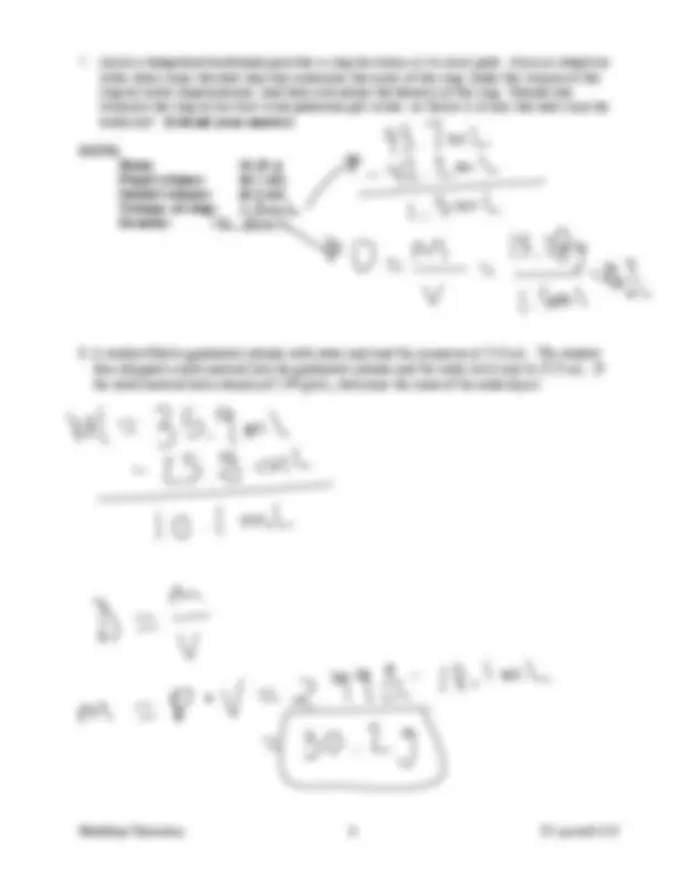 CP Chemistry – Unit 1 Worksheet 3 | Study notes Chemistry | Docsity