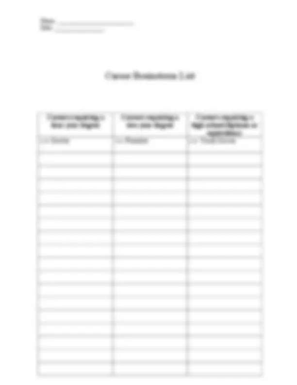 Career Vocabulary and Brainstorm List | Exercises Career Counseling ...