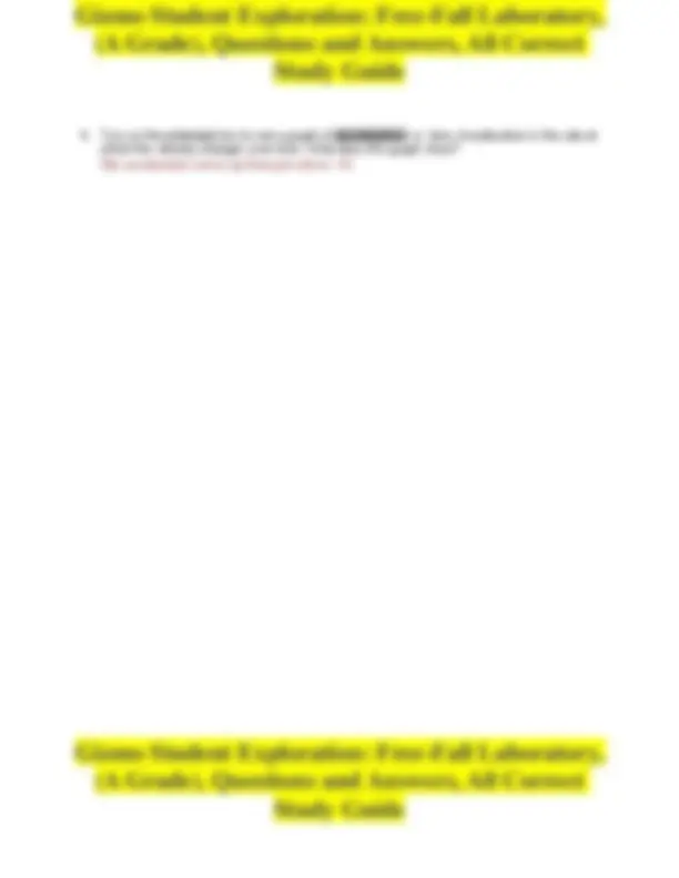 Gizmo Student Exploration: Free-Fall Laboratory, (A Grade), Questions ...