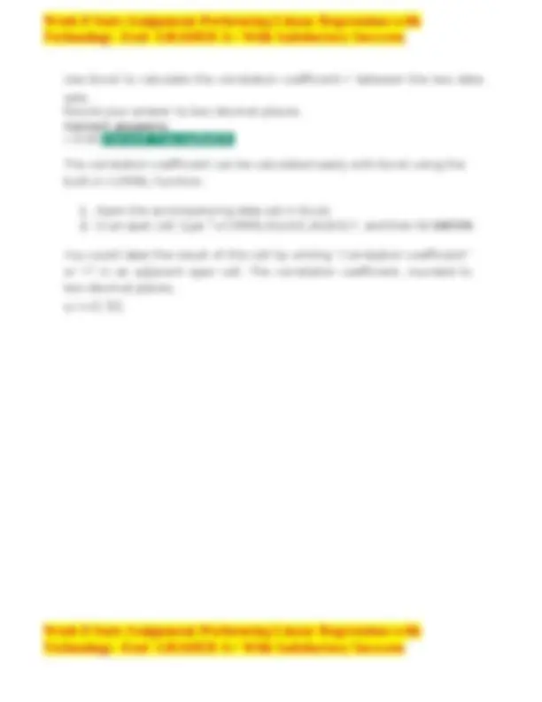 Week 8 Stats Assignment-Performing Linear Regressions with Technology -Exel GRADED A+ Wit ...