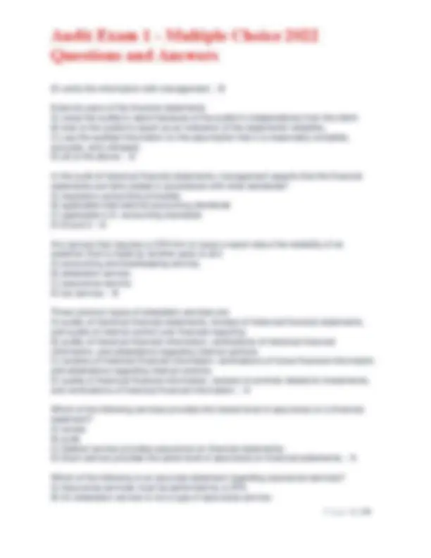 Audit Exam 1 - Multiple Choice 2022 Questions and Answers | Exams ...