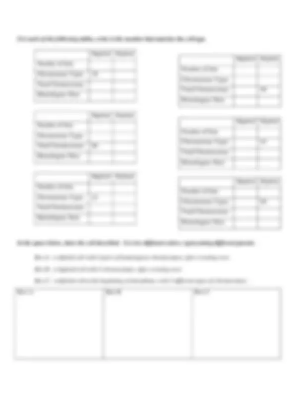 Haploid vs. Diploid WS | Exercises Cell Biology | Docsity