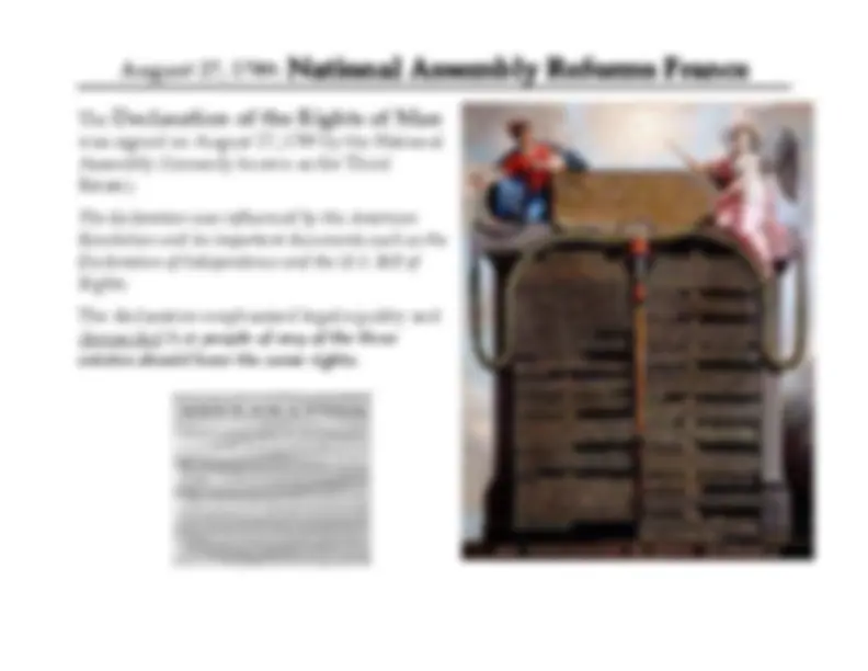 The French Revolution: Key Events and Milestones | Slides French | Docsity