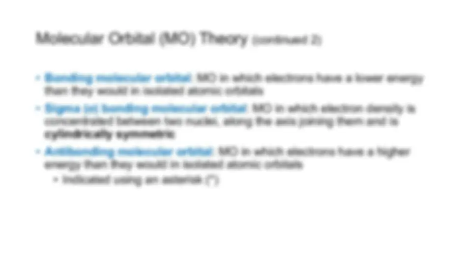 Molecular Orbitals | Lecture notes Chemistry | Docsity