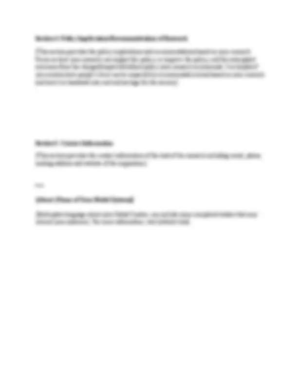 Policy Brief Template and Instructions | Exercises Technical English | Docsity