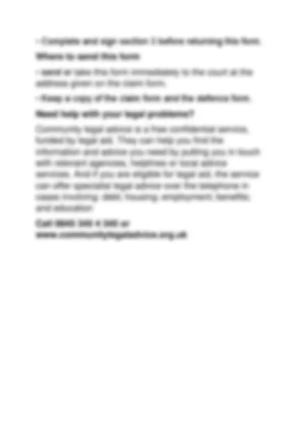 Defence and Counterclaim Form for Non-Money and Return of Goods Claims ...
