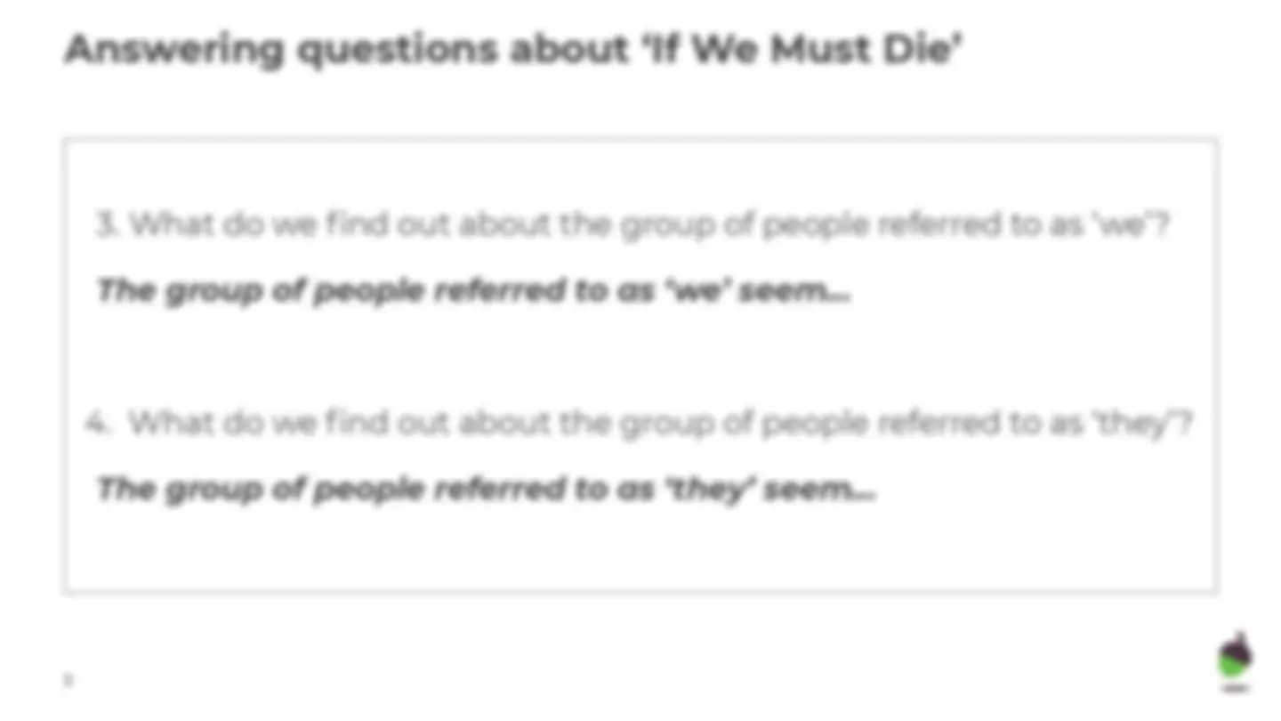 'If We Must Die' by Claude McKay Lesson 1 of 5 | Exercises English ...