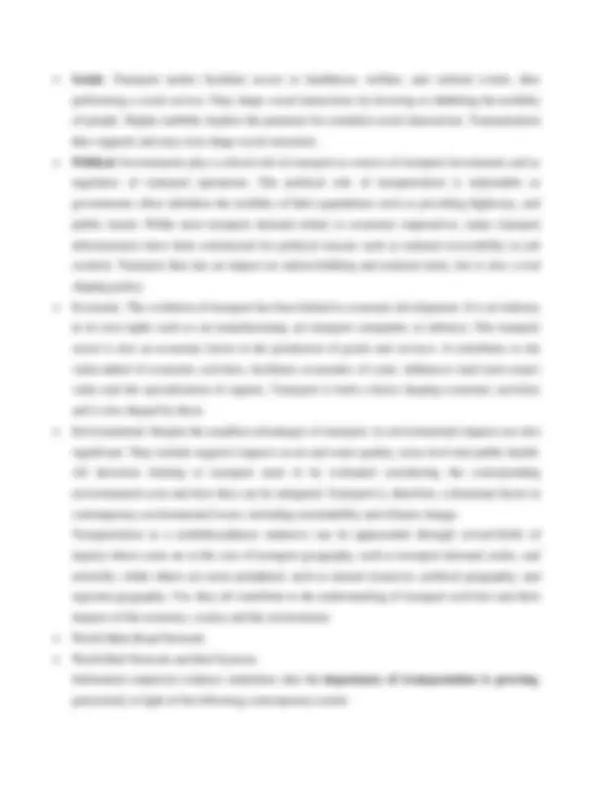 Nature and Scope of Transport Geography | Study notes Geography | Docsity