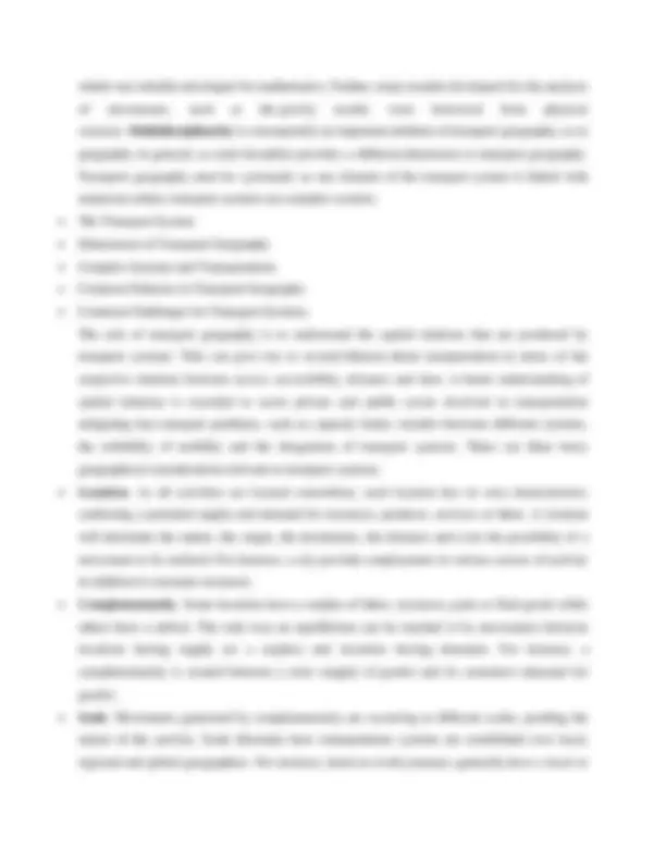 Nature and Scope of Transport Geography | Study notes Geography | Docsity