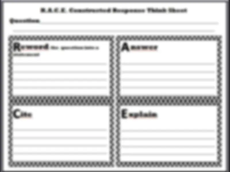 RACE Method for Answering Constructed Response: 'Lewis and Clark and Me ...