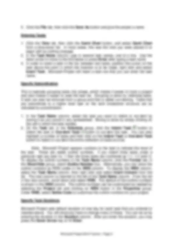 Microsoft Project 2013 Tutorial | Study notes Project Management | Docsity
