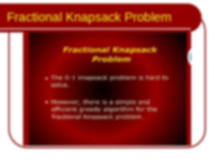 Fractional Knapsack Alogorithm | Schemes and Mind Maps Design and Analysis of Algorithms | Docsity