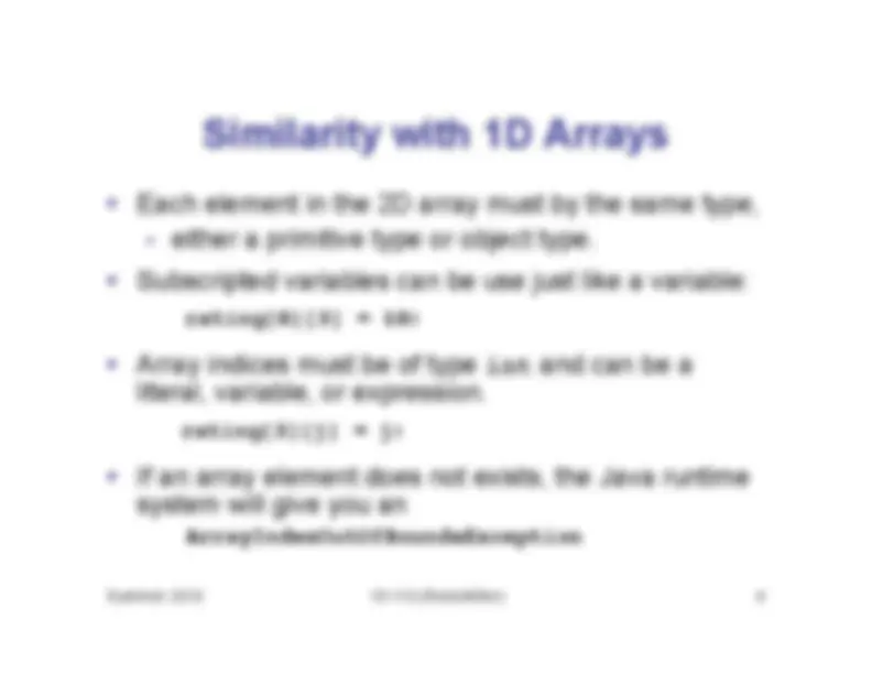 2D ARRAY ACTIVITY Computer Programming | Quizzes Computer Programming | Docsity