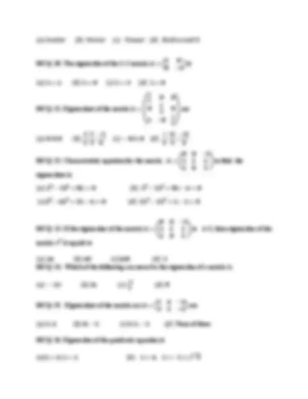 Mcqs practice for linear Algebra | Quizzes Linear Algebra | Docsity