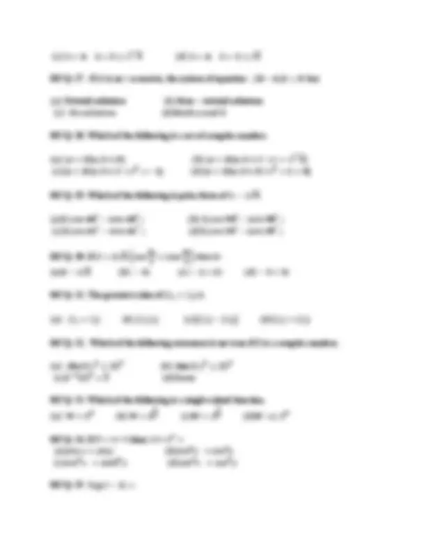 Mcqs practice for linear Algebra | Quizzes Linear Algebra | Docsity