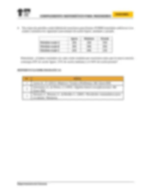 Complemento Matemático para Ingenieros | Ejercicios de Ingeniería Civil | Docsity