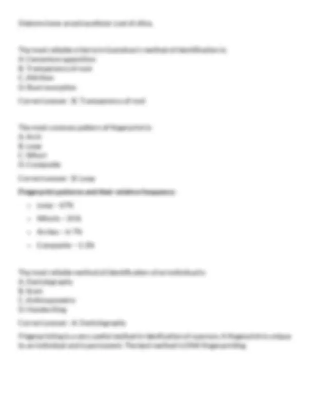 Forensic Medicine MCQs with explanation | Exams Forensics | Docsity