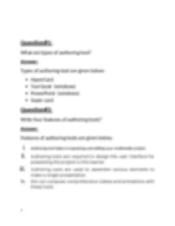 multimedia system and design | Cheat Sheet Multimedia Applications | Docsity